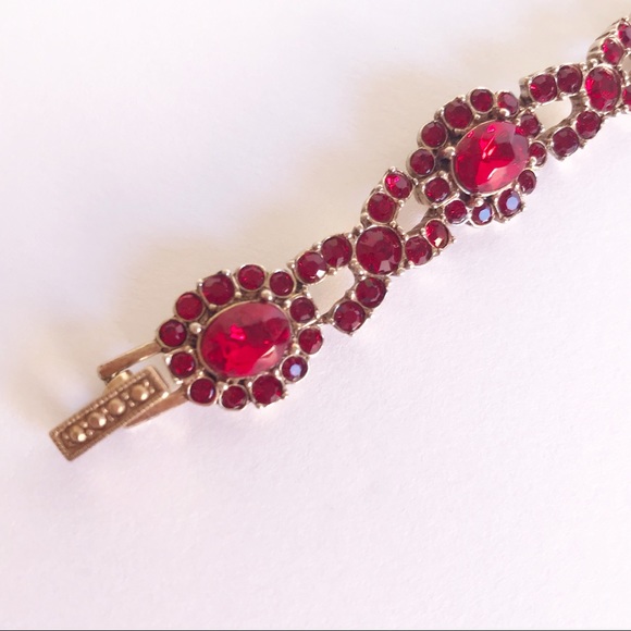 Lc Louis C Marks | Jewelry | Vtg Lc Louis C Marks Gold Red Rhinestone ...